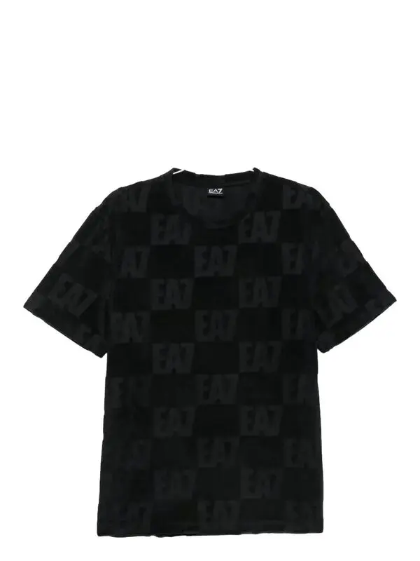 EA7 Patterned Round-neck T-shirt - Black
