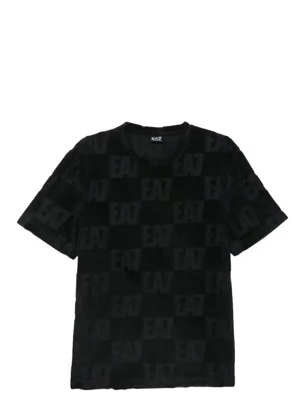 EA7 Patterned Round-neck T-shirt - Black