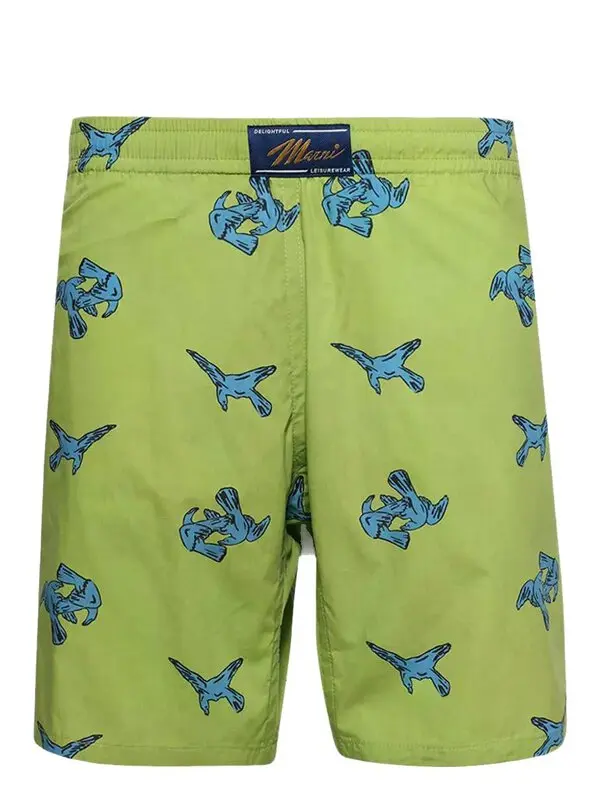 Marni Bird-print Shorts - Green
