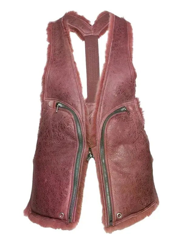 Rick Owens Zip Shearling Gilet - Pink