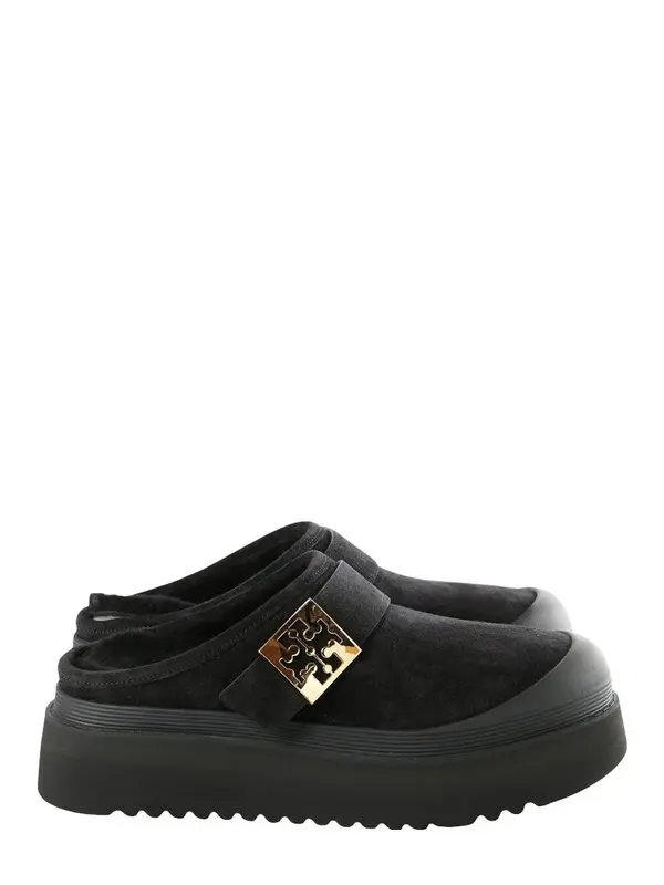 Tory Burch Mellow Shearling Platform Mule - Perfect Black/gold