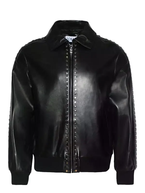 Loewe Studded Leather Bomber Jacket - Black
