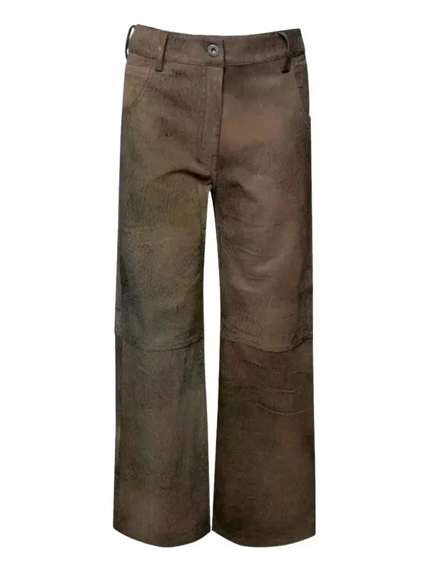 INTERIOR Textured Panel Trousers - Brown