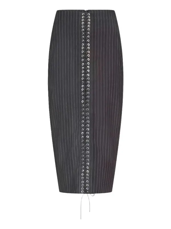 LUDOVIC DE SAINT SERNIN Pinstriped Eyelet Skirt - Grey
