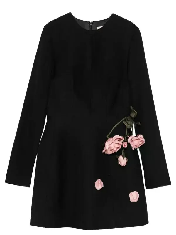 CRISTINA SAVULESCU Floral-appliqué Mini Dress - Black