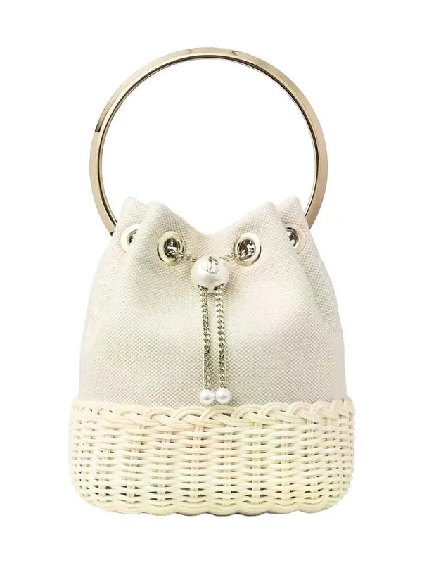 JIMMY CHOO Bon Bon Pearl Detail Bucket Bag - Grey