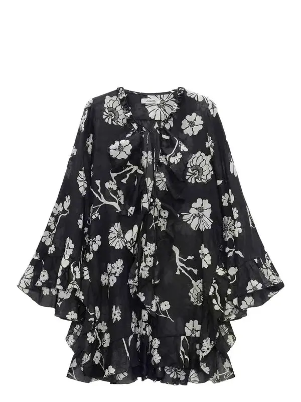 Dorothee Schumacher Floral-print Ruffled Top - Black