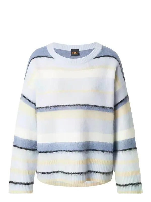 BOSS Striped Round-neck Sweater - Blue
