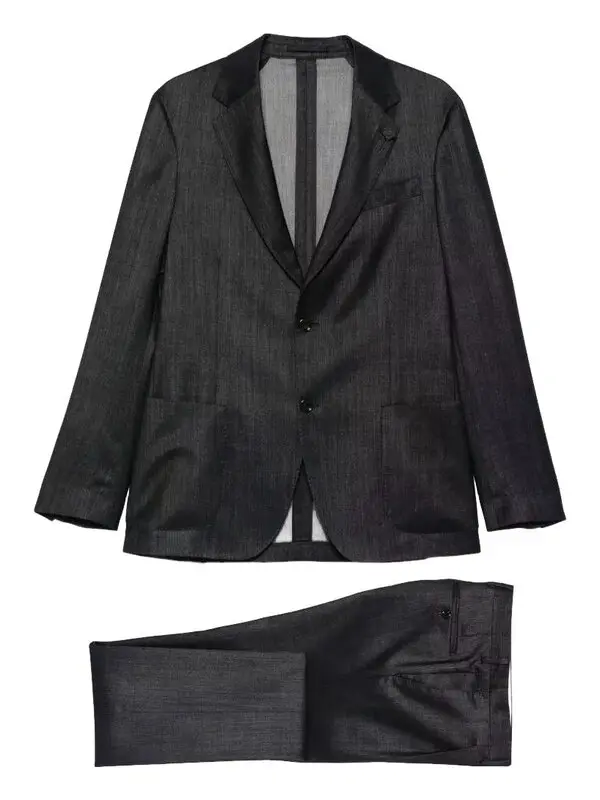 LARDINI Flower-pin Suit - Black