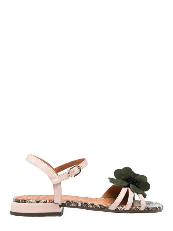 Chie Mihara Flower Appliqué Leather Sandals - Neutrals