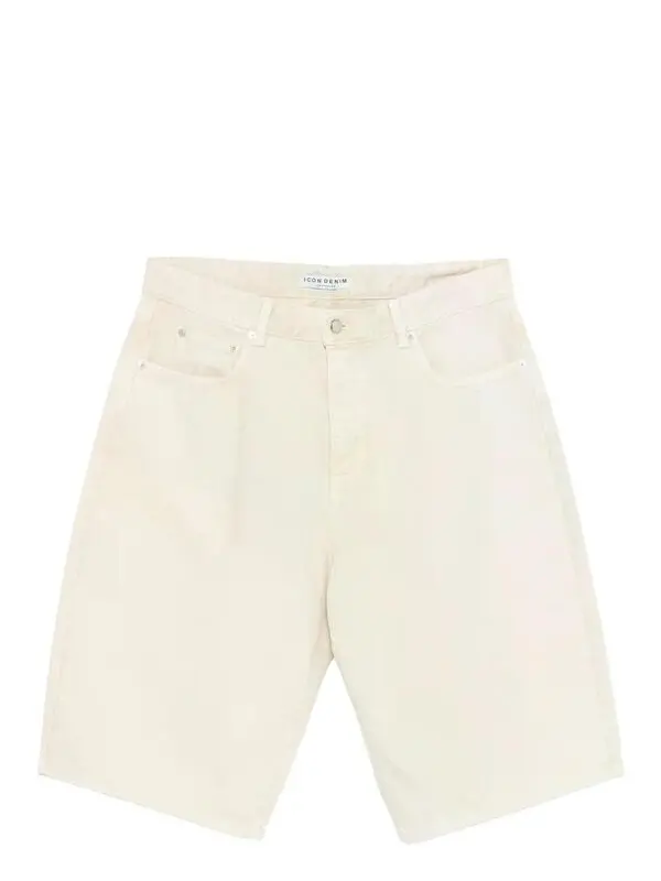 ICON DENIM LA Logo-patch Denim Shorts - Neutrals