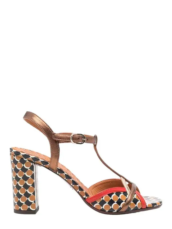 Chie Mihara Bejo T-strap Patterned Leather Sandals - Brown