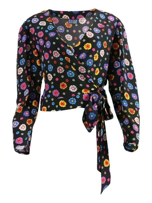 Lhd Odalys Floral Wrap Blouse - Black