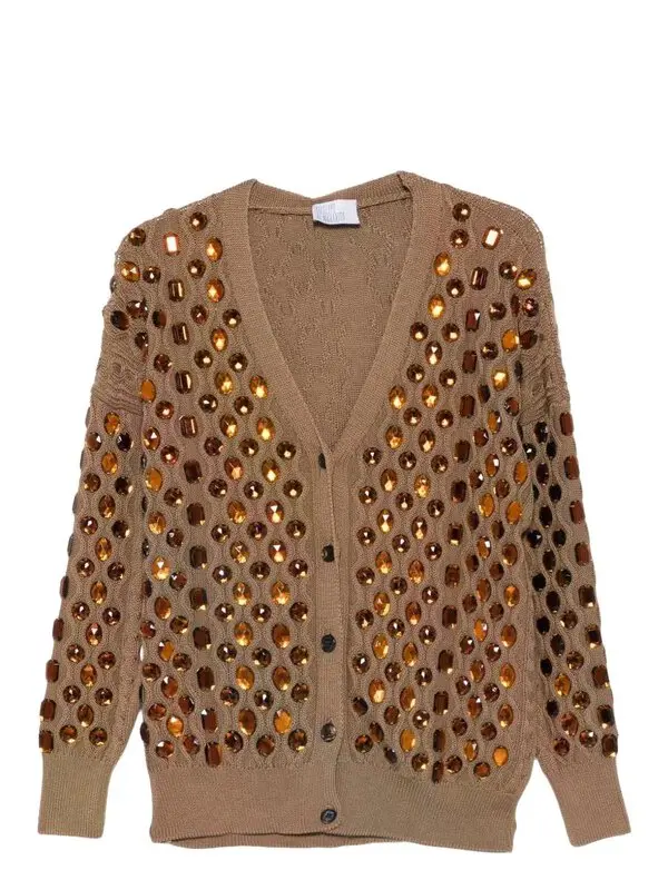 Giuseppe Di Morabito Embellished Cable-knit Cardigan - Brown