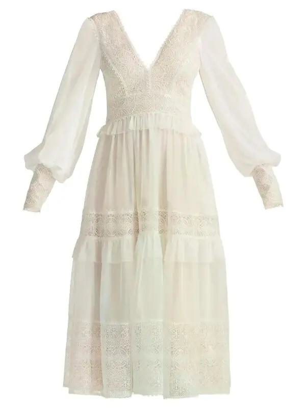 Tadashi Shoji Ruffled Lace Dress - White