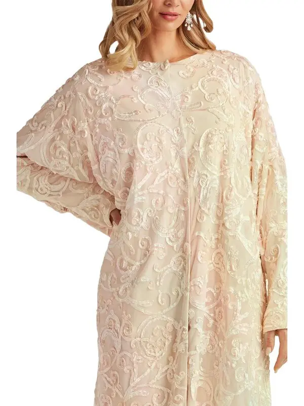 Tadashi Shoji Floral Long Sleeve Gown - Pink