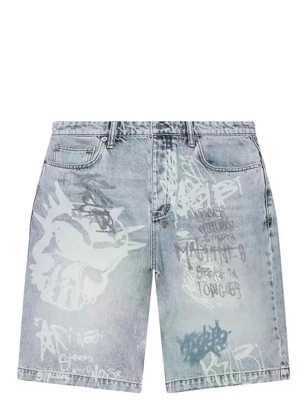 Ksubi Maxx Graffiti Denim Shorts - Blue