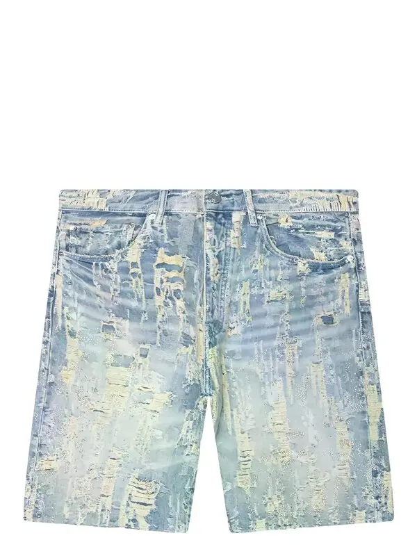 PURPLE BRAND Bead Splatter Destroy Shorts - Blue