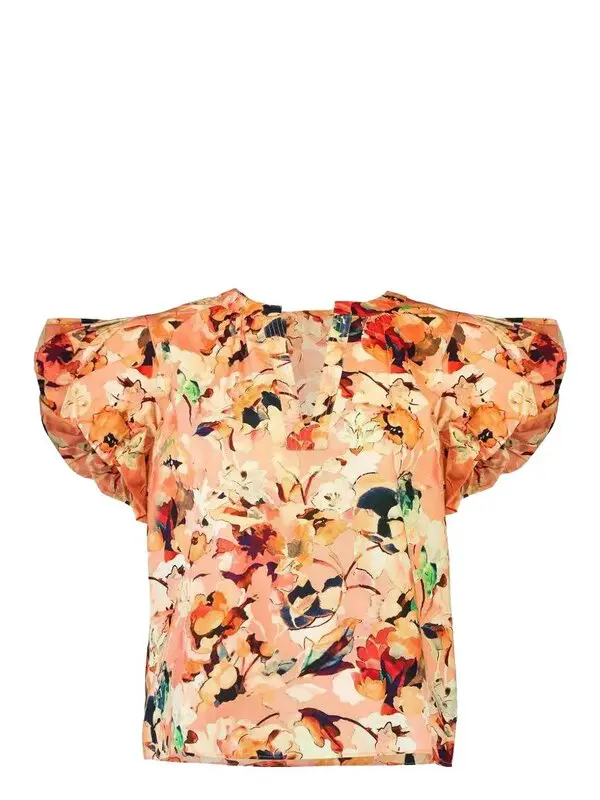Ulla Johnson Abril Floral Puffed-sleeves Blouse - Orange