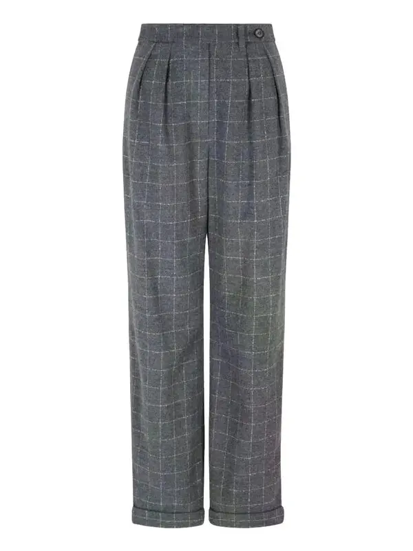 Emporio Armani Check-motif Flannel Trousers - Grey