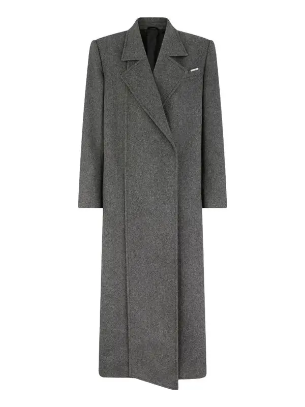 Attico Double-breasted Long Coat - Grey