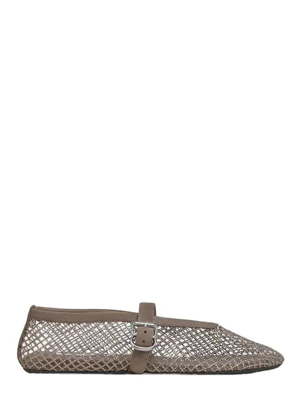 Alaïa Ballet Flats In Crystal Strass Fishnet - Silver