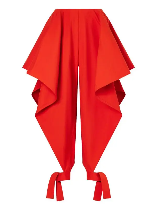 Alaïa Paneled Ruffled Wide-leg Pants - Red