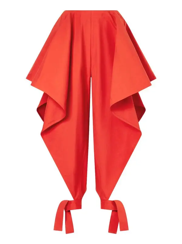 Alaïa Paneled Ruffled Wide-leg Pants - Red