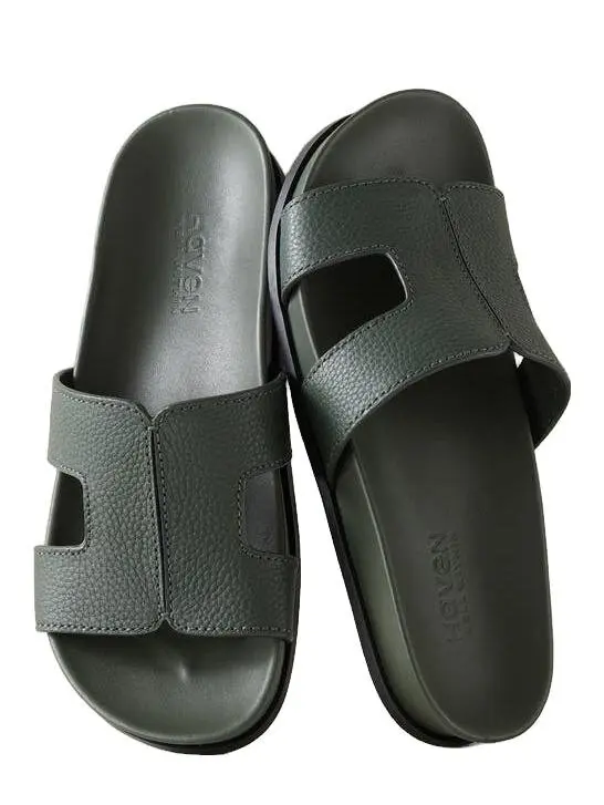 HAVEN WELL WITHIN Leather Cutout Slides - Cypress