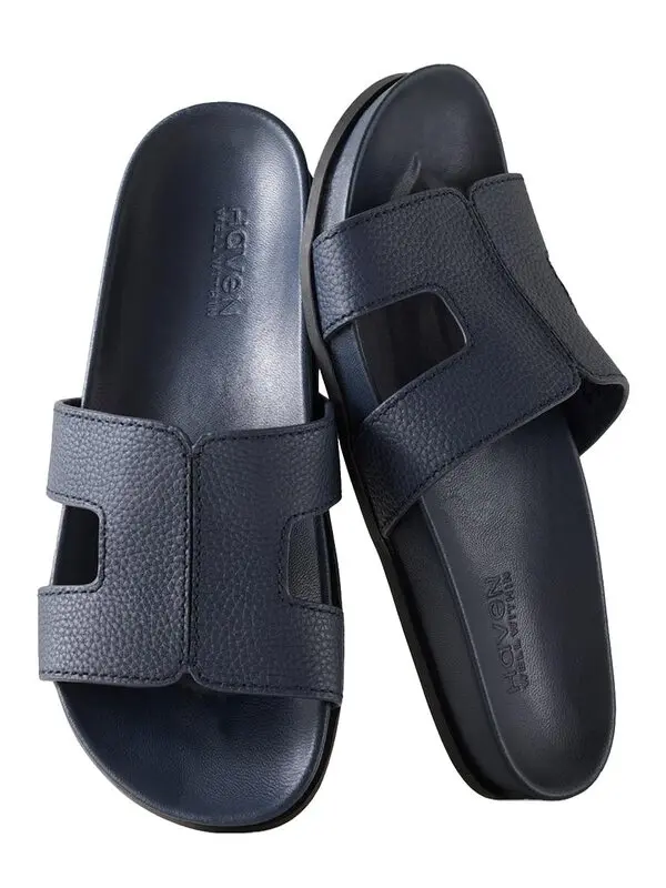 HAVEN WELL WITHIN Leather Cutout Slides - Nightfall