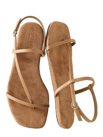 HAVEN WELL WITHIN Leather T-strap Sandals - Sandalwood Tan