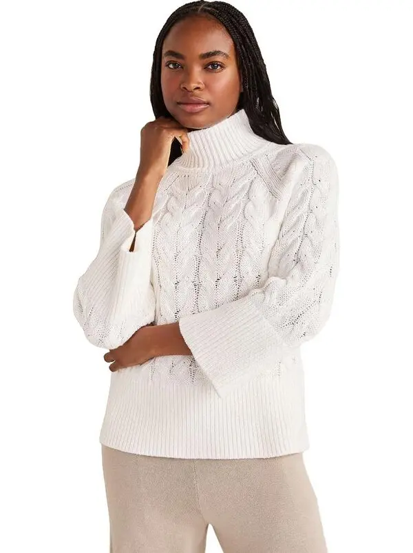 HAVEN WELL WITHIN Organic Cotton Mock Neck Sweater - Ivory