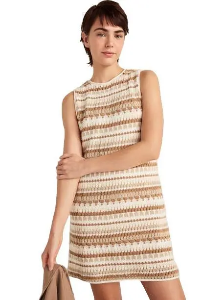HAVEN WELL WITHIN Cotton Textured Stripe Mini Dress - Neutral Combo