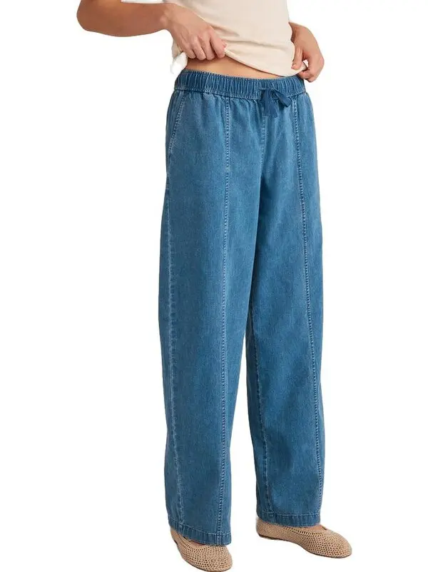 HAVEN WELL WITHIN Organic Cotton Denim Barrel Leg Pants - Indigo Wash