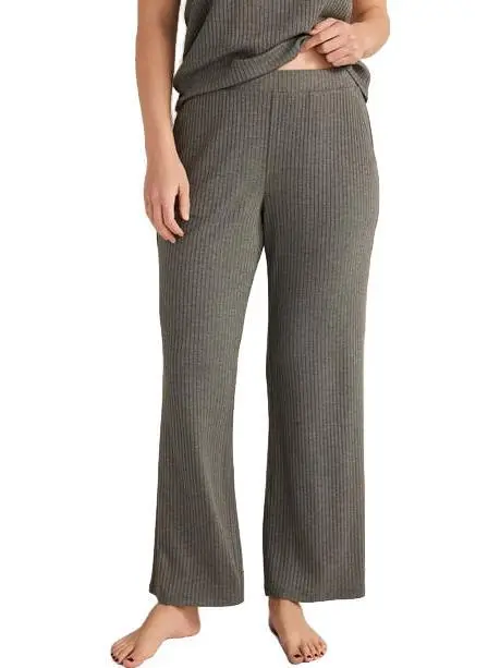 HAVEN WELL WITHIN Drapey Rib Knit Wide Leg Pants - Cypress Hthr