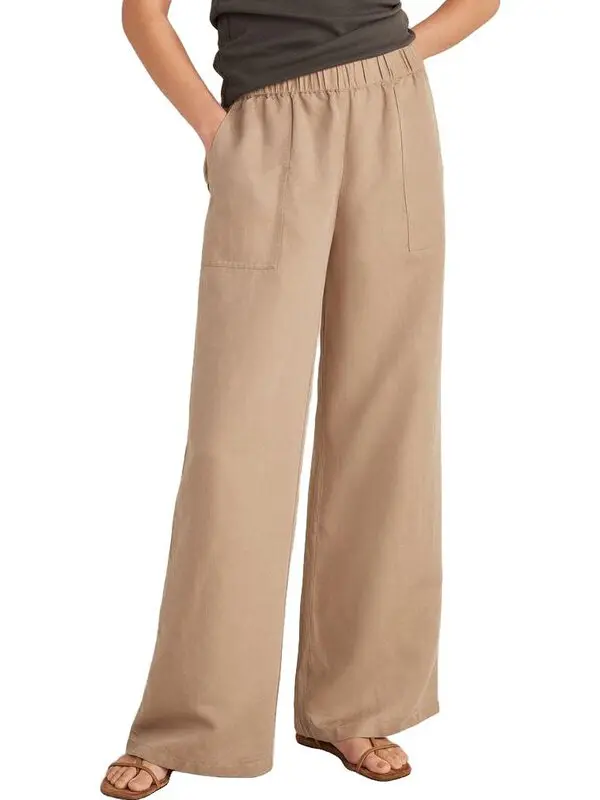 HAVEN WELL WITHIN Linen Blend Dobby Wide Leg Pants - Rope