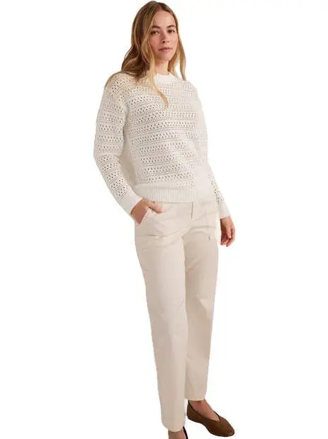 HAVEN WELL WITHIN Cotton Linen Stitched Crewneck - Ivory