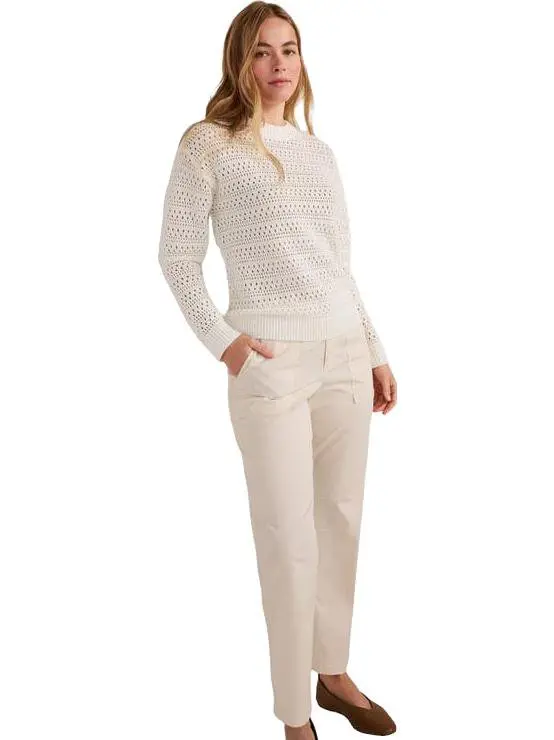 HAVEN WELL WITHIN Cotton Linen Stitched Crewneck - Ivory