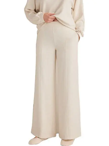 HAVEN WELL WITHIN Soft Knit Wide Leg Pants - Sandstone Hthr