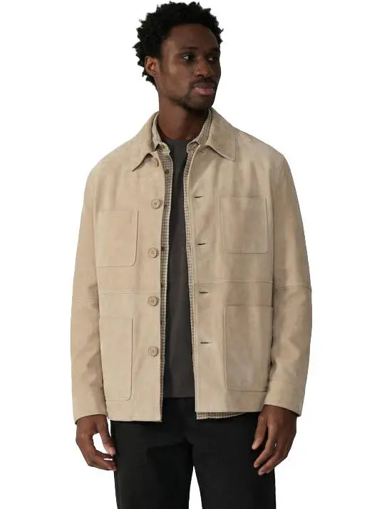 FURNIQ UK Beckett Suede Chore Jacket - Beige