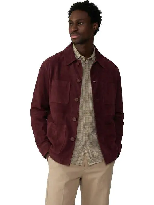 FURNIQ UK Beckett Suede Chore Jacket - Burgundy
