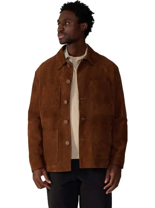 FURNIQ UK Beckett Suede Chore Jacket - Chestnut