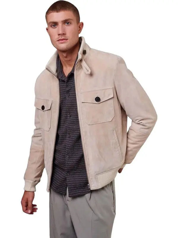 FURNIQ UK Spencer Suede Jacket - Beige
