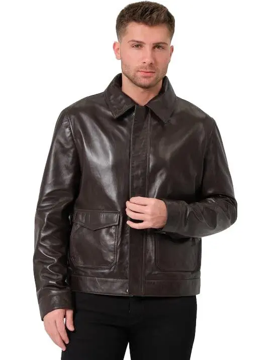 FURNIQ UK Maddox Leather Jacket - Coffee Bean Brown