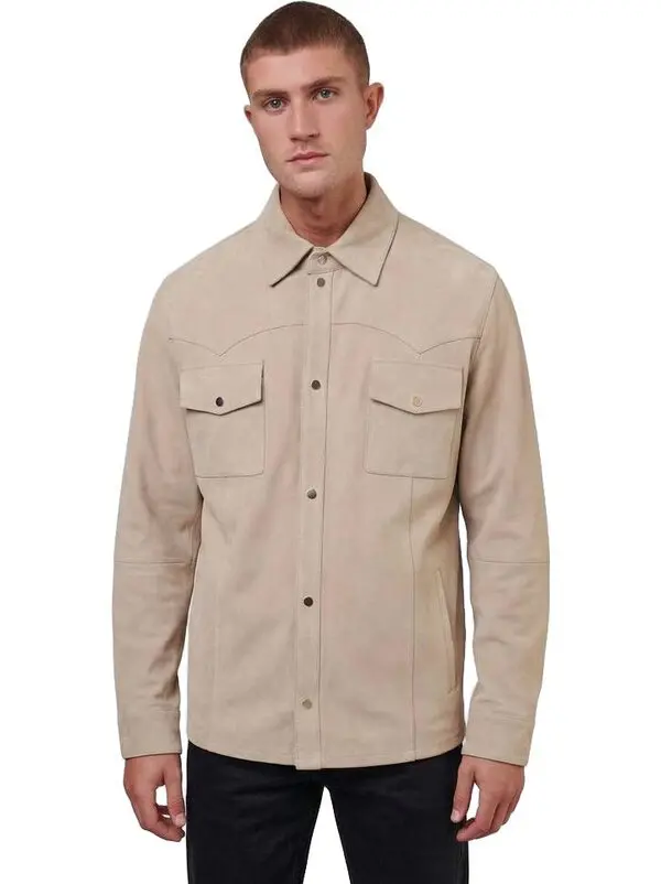 FURNIQ UK Jett Suede Shirt Jacket - Beige