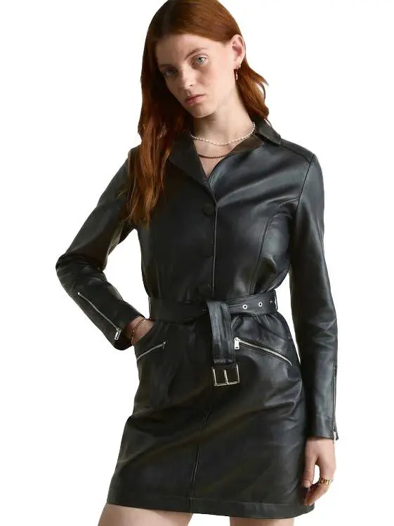 FURNIQ UK Daphne Leather Dress - Black