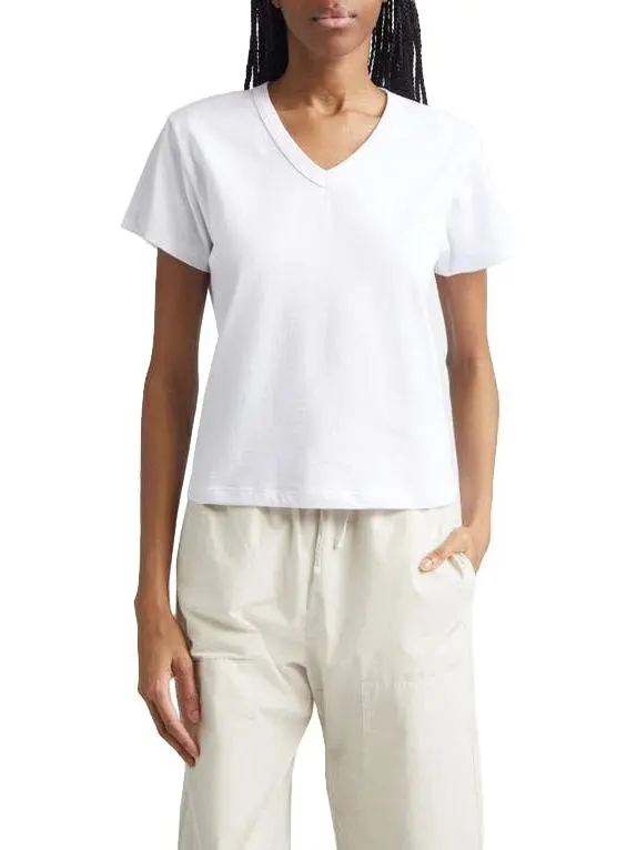 LESET Margo V-neck Cotton T-shirt - White