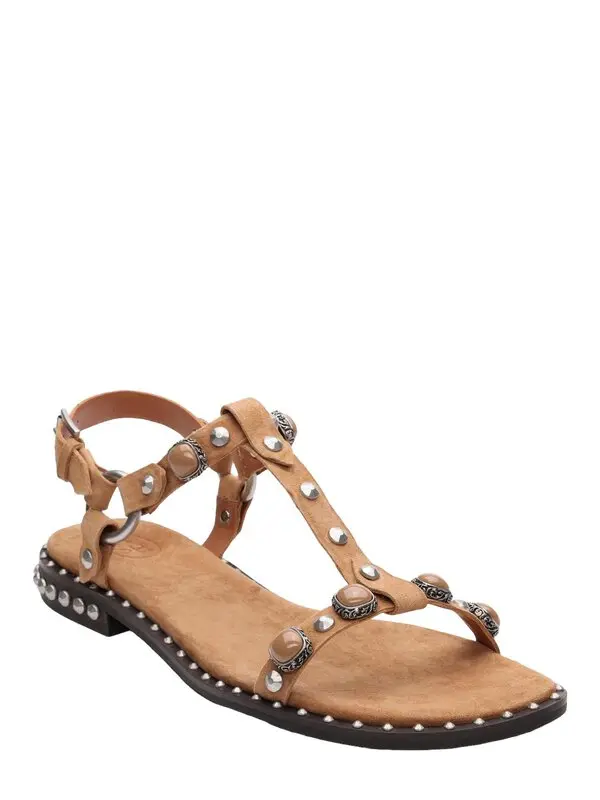 Ash Pebble Studded Ankle Strap Sandal - Moka Mou