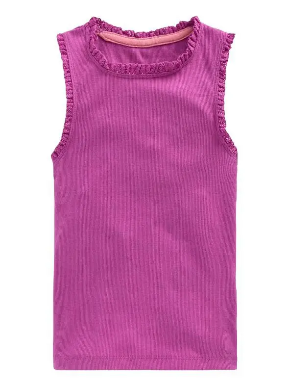 Boden Ribbed Lace Trim Tank - Purple
