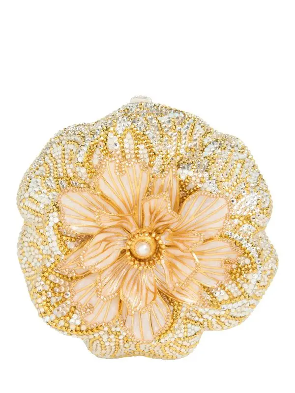 Judith Leiber Magnolia Crystal Minaudière - Silver Rhine Multi